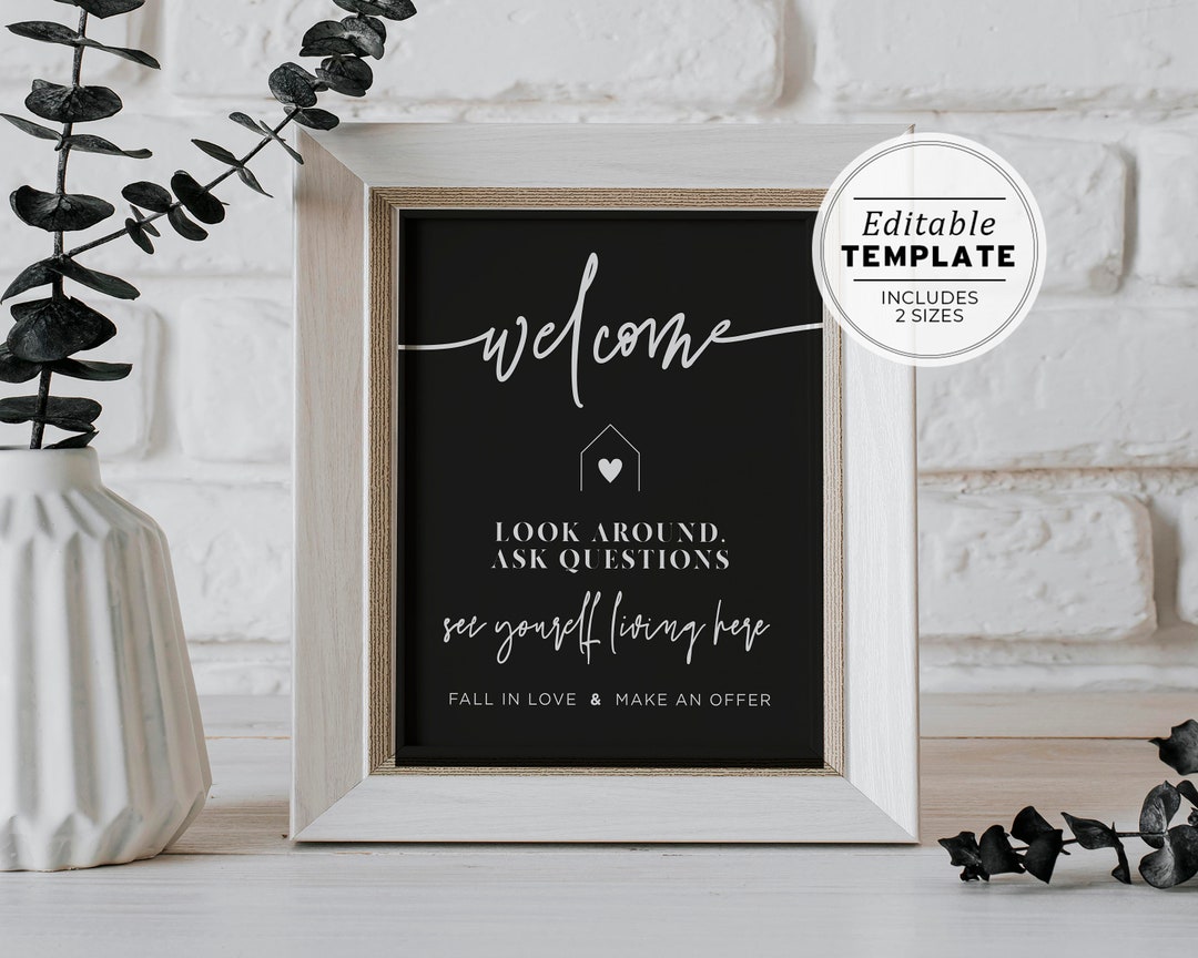 Willow Minimalist Open Home Welcome Sign Template Printable | EDITABLE ...
