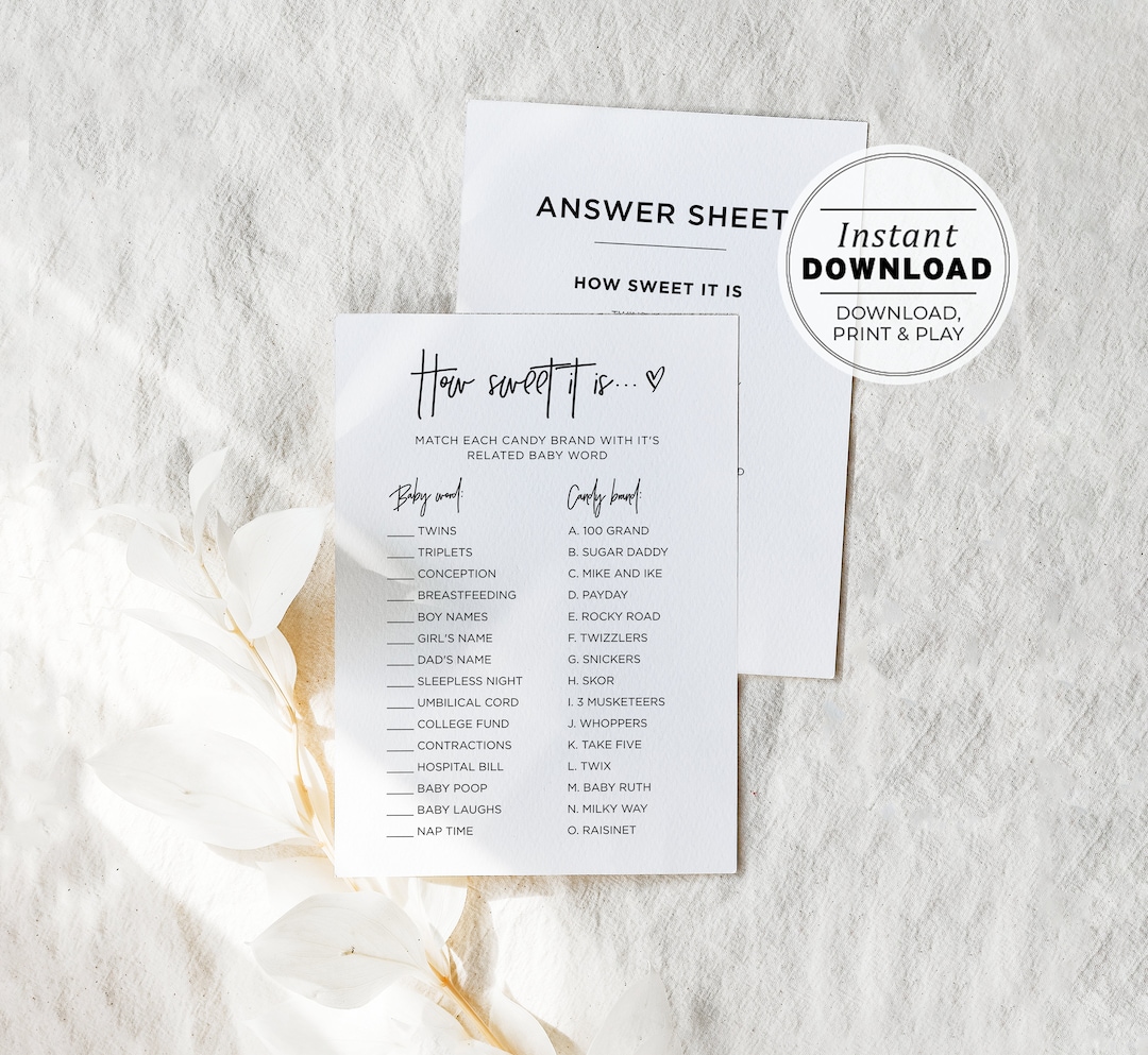 How Sweet It is Baby Shower Game, Printable Games | INSTANT DOWNLOAD ...