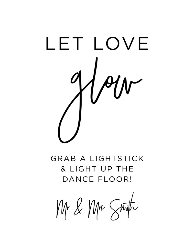 Juliette Minimalist Let Love Glow Sign Wedding Glow Stick - Etsy