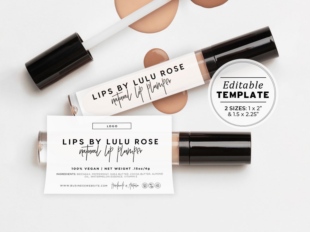 Minimalist Lip Gloss Custom Wrap Around Label - 2 Sizes: 1.5x2.25 ...