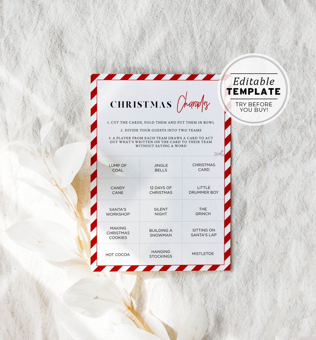 Christmas Charades Game, Holidays Charades Game, Christmas Party Games ...