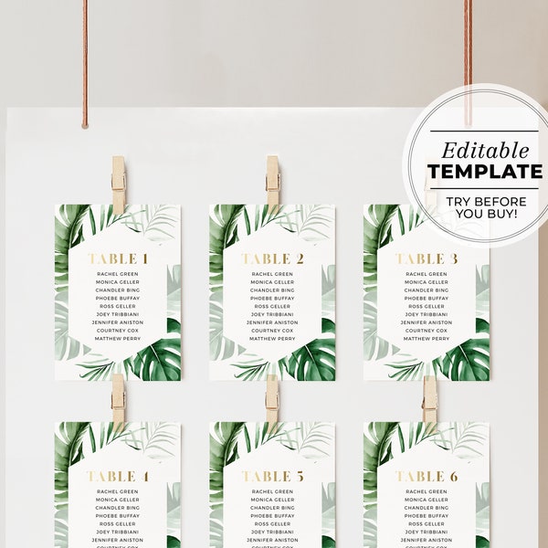 Hawaiian Seating Chart Template - Etsy