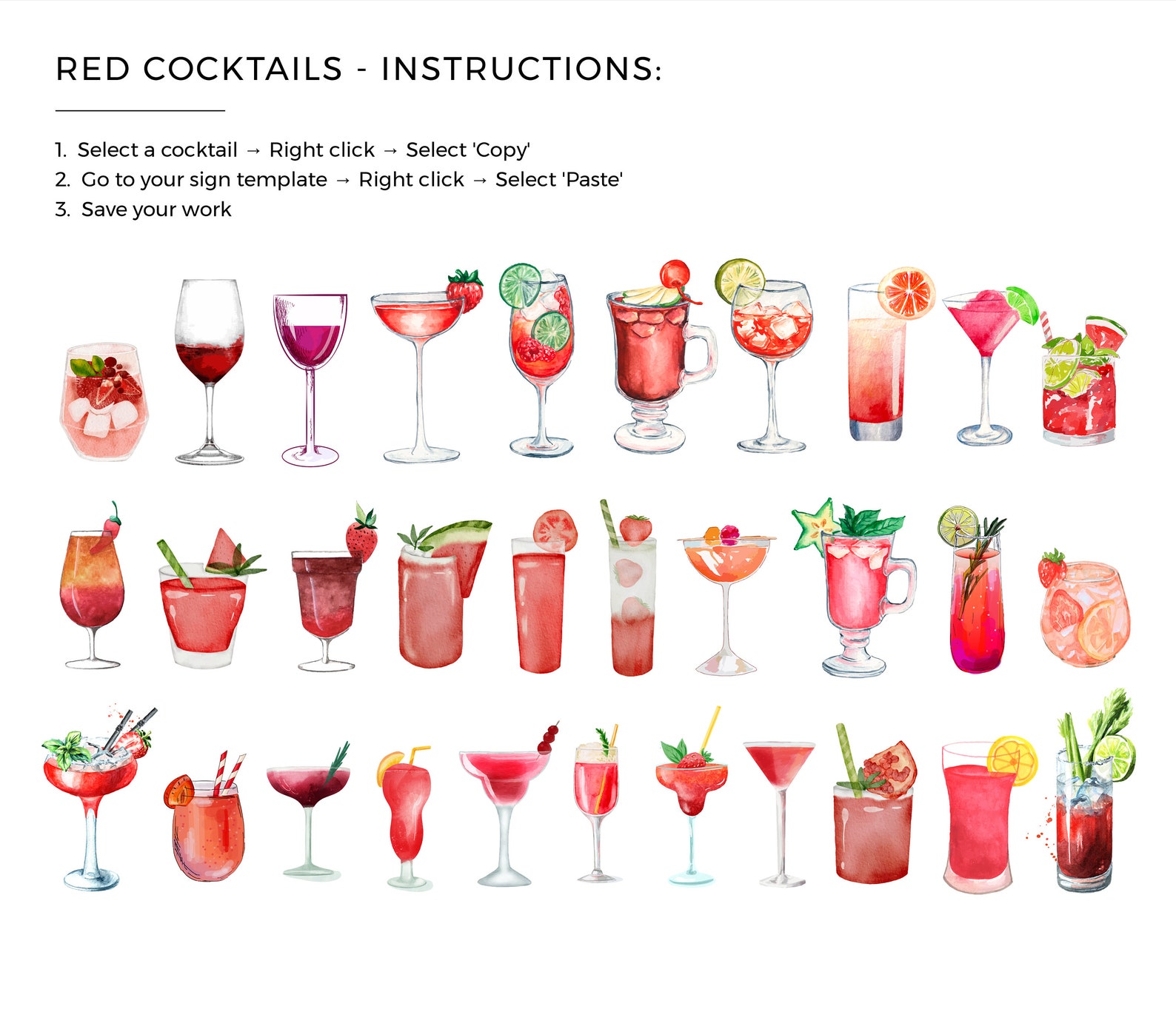 Bar Menu Template Watercolor Editable Drink Menu Sign - Etsy