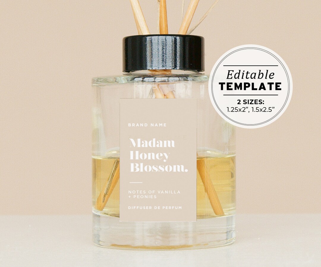 Scandi Minimalist Reed Diffuser Label Template - 2 Sizes: 1.25x2" / 1 ...