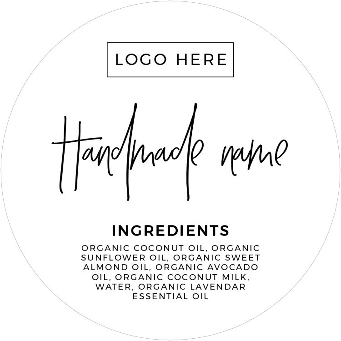 Minimalist Round Ingredients Label Template 3 Sizes 3 | Etsy