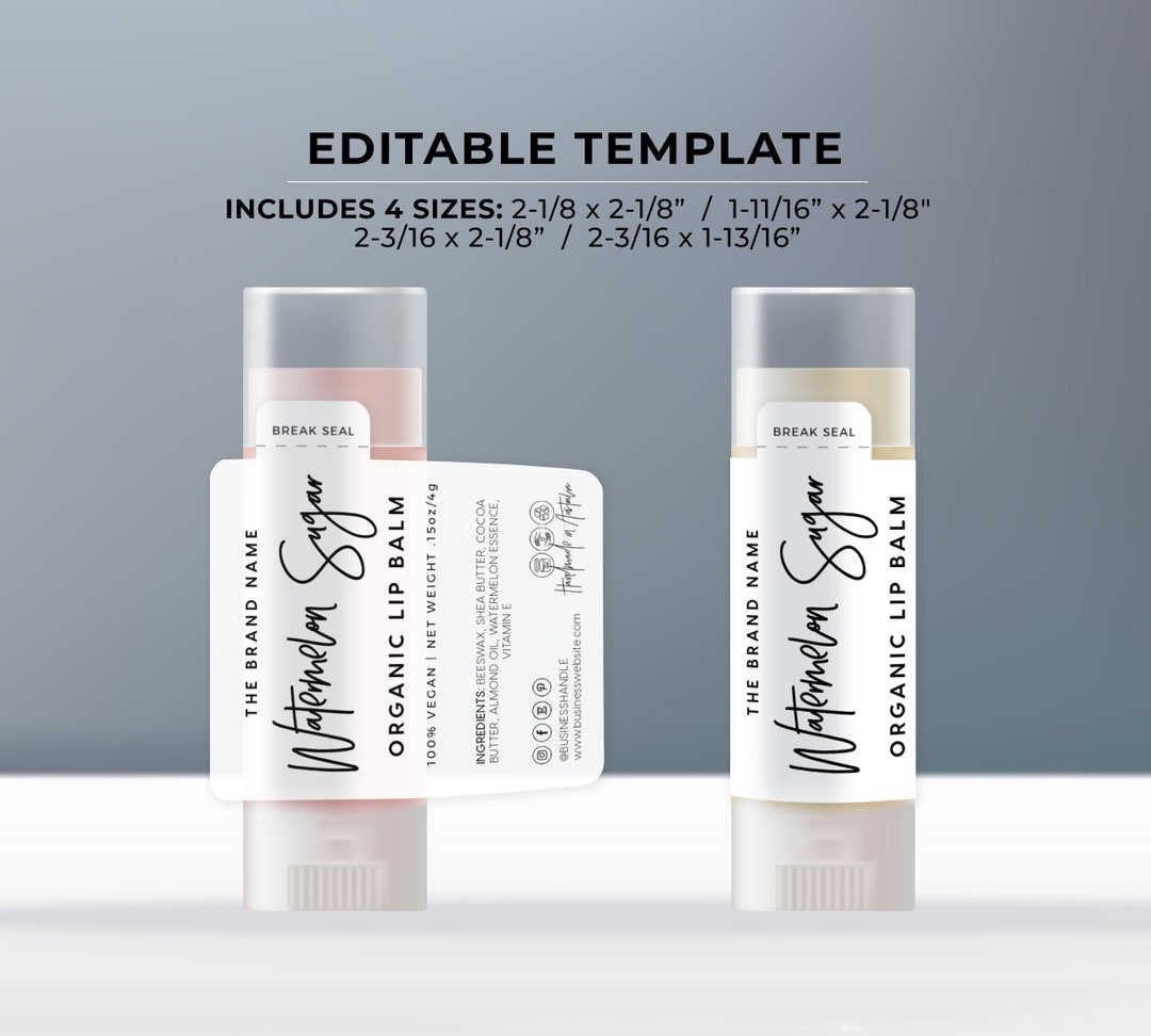 Lip Balm Labels, Minimalist Chapstick Label, Small Business Lip Balm ...