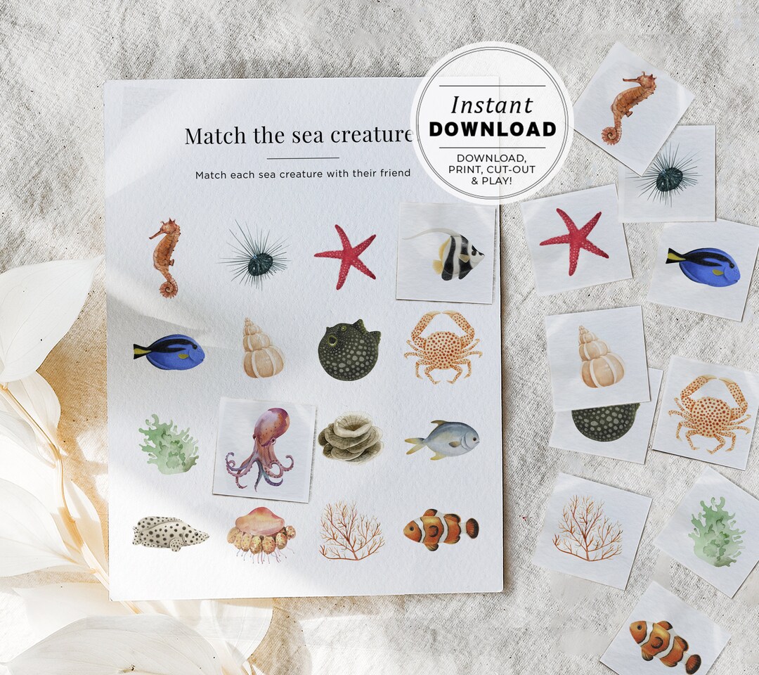 Match the Sea Creature Toddler Activity Printable, Montessori ...
