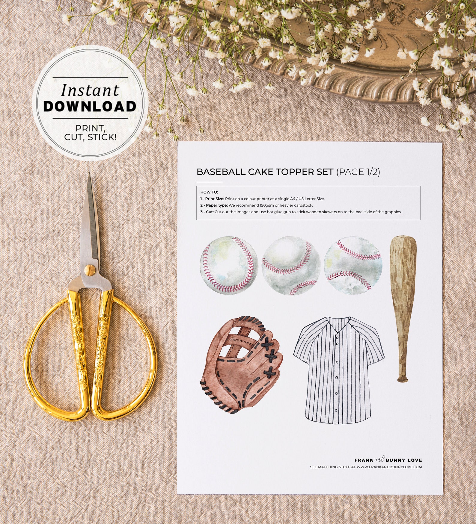 Printable Baseball Cake Topper Watercolor Baseball - Etsy