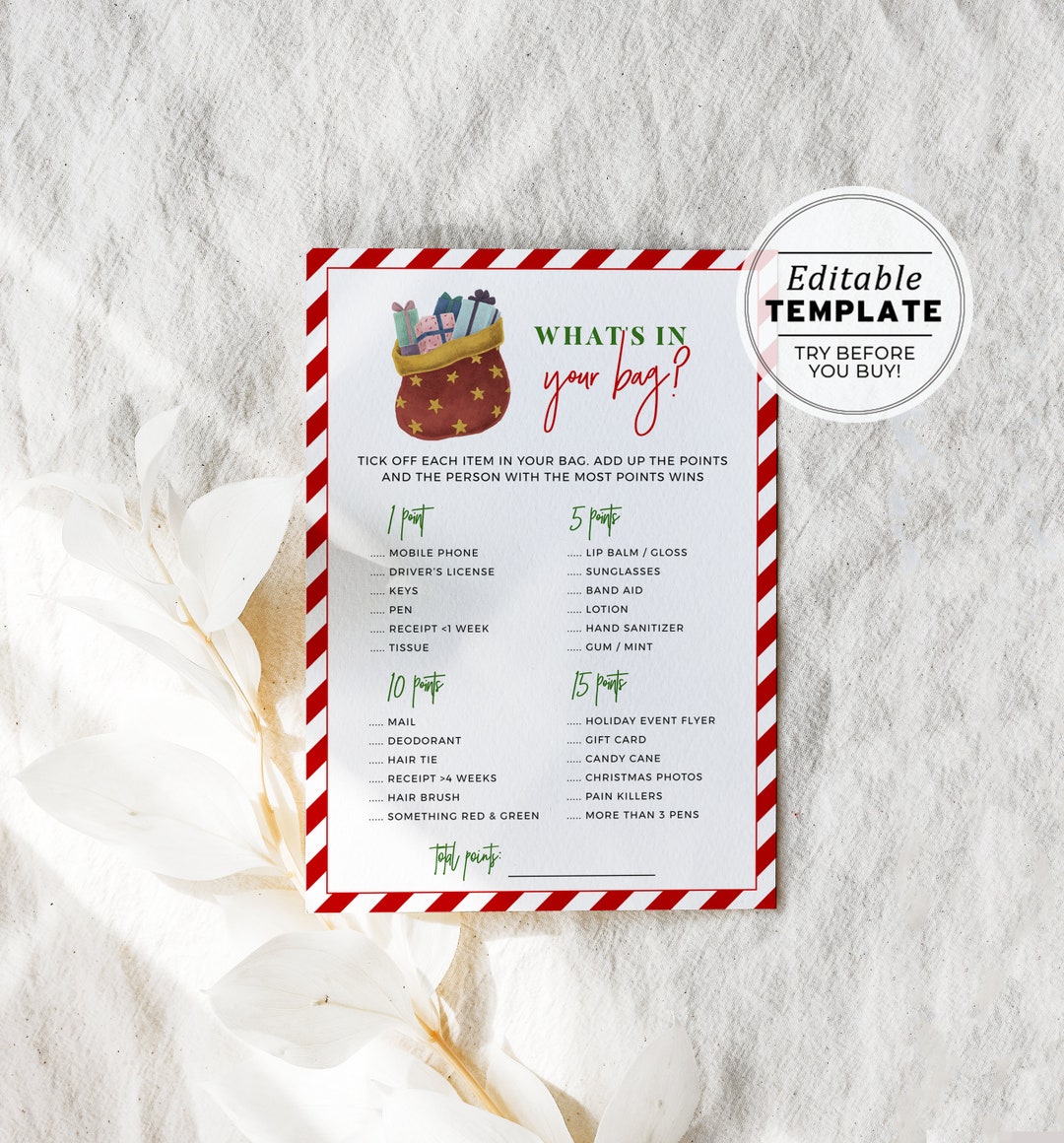 What's in Your Bag Christmas Holiday Game, Christmas Party Games ...