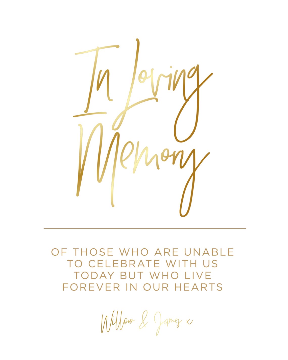 Juliette Minimalist Gold, in Loving Memory Sign, Wedding Memorial Sign ...