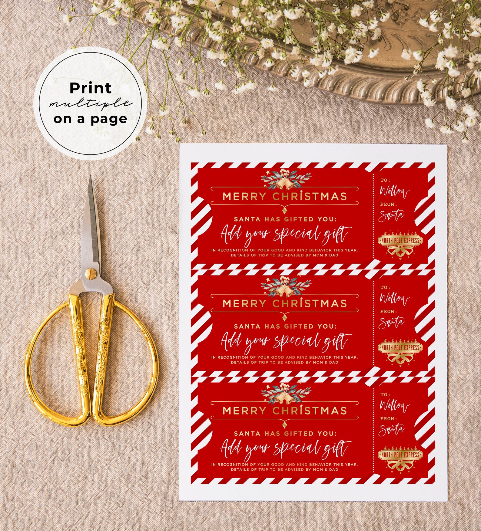 Printable Voucher From Santa Editable Template, Santa Gift Certificate ...