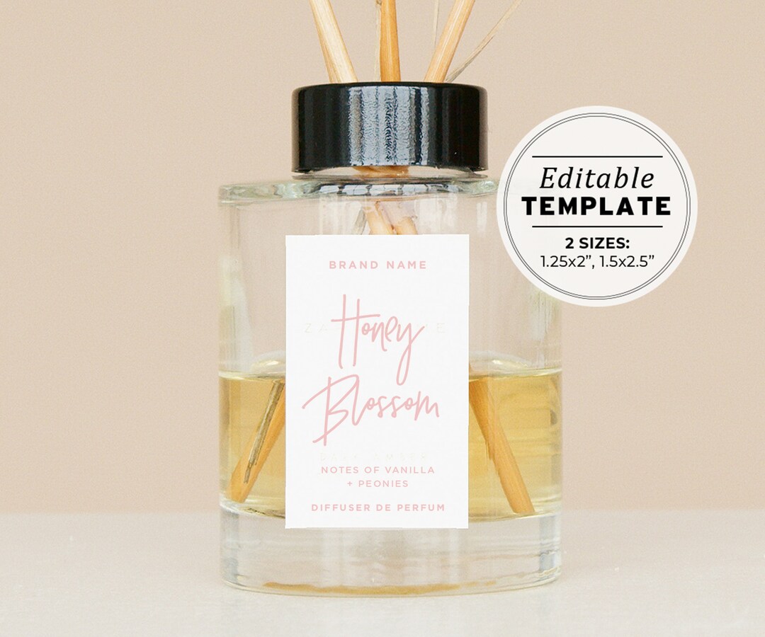 Juliette Minimalist Reed Diffuser Label Template - 2 Sizes: 1.25x2" / 1 ...