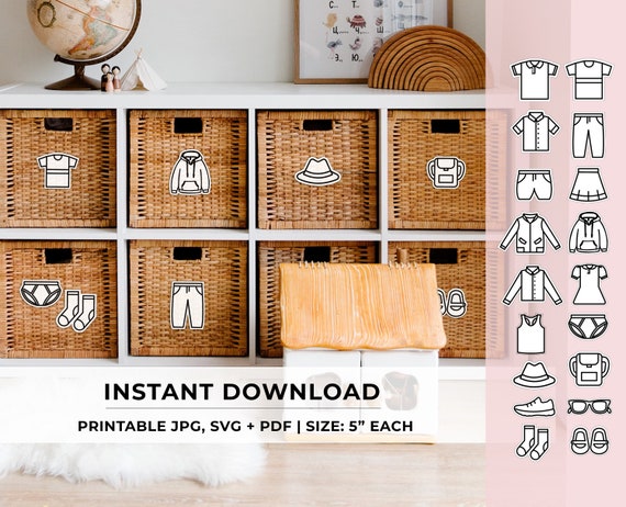 Etiquetas imprimibles de la organización de ropa para niños / - Etsy México