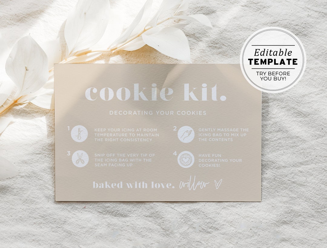 Scandi Minimalist Cookie Kit Card Template, DIY Cookie Decorating ...