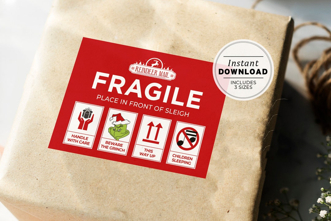 Fragile Christmas Gift Labels 3 Sizes, Printable Christmas Gift Labels ...