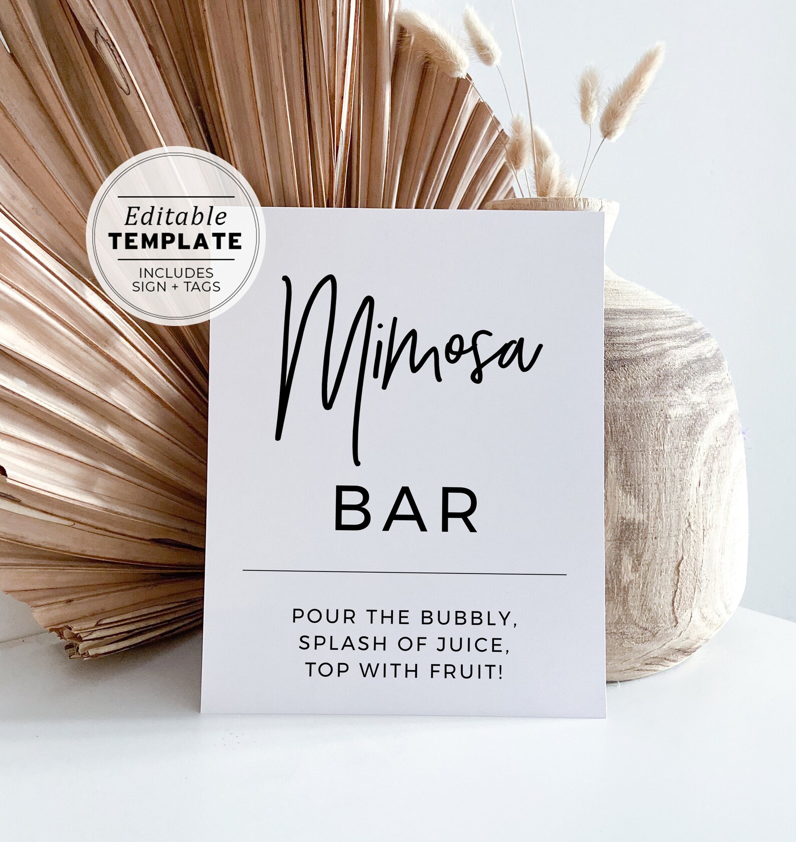Mimosa Bar Sign, Mimosa Bar Labels, Minimalist Mimosa Bar Sign, Mimosa ...