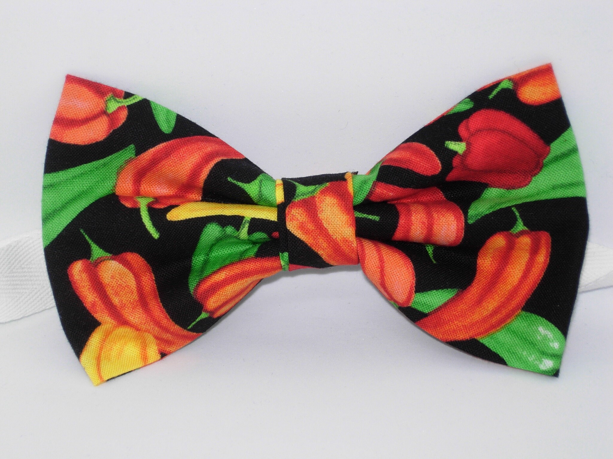 Fiesta Chili Peppers Bow Tie, Red, Green & Yellow Peppers, Pre-tied Bow ...