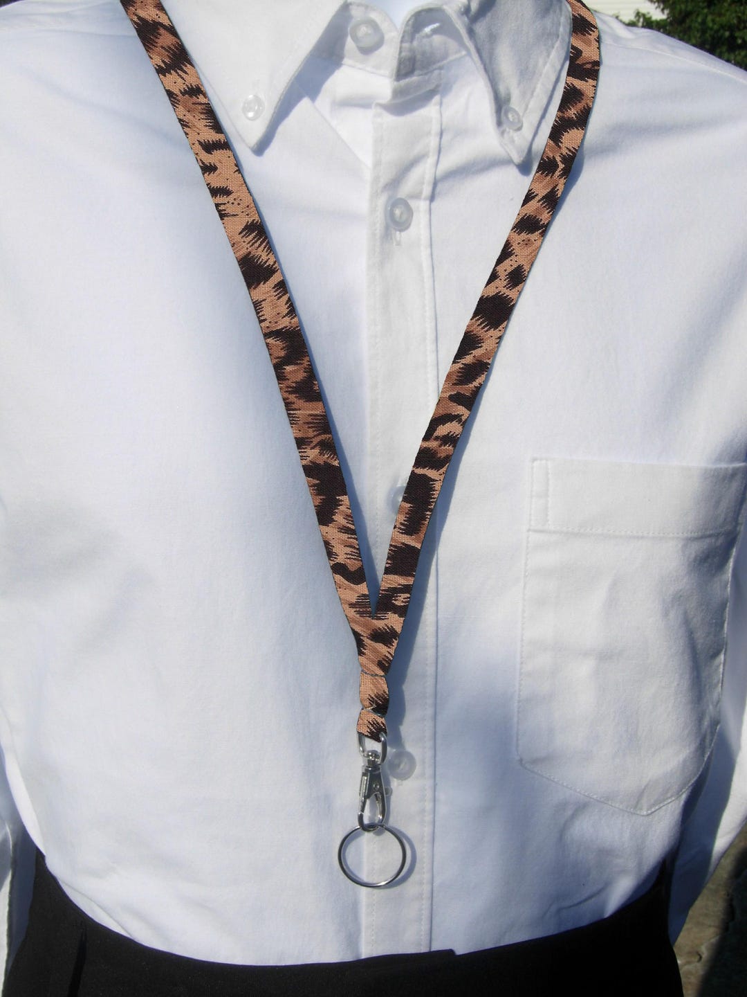 Leopard Print Lanyard, Small Black Spots on Tan, Key Fob, Cell Phone ...