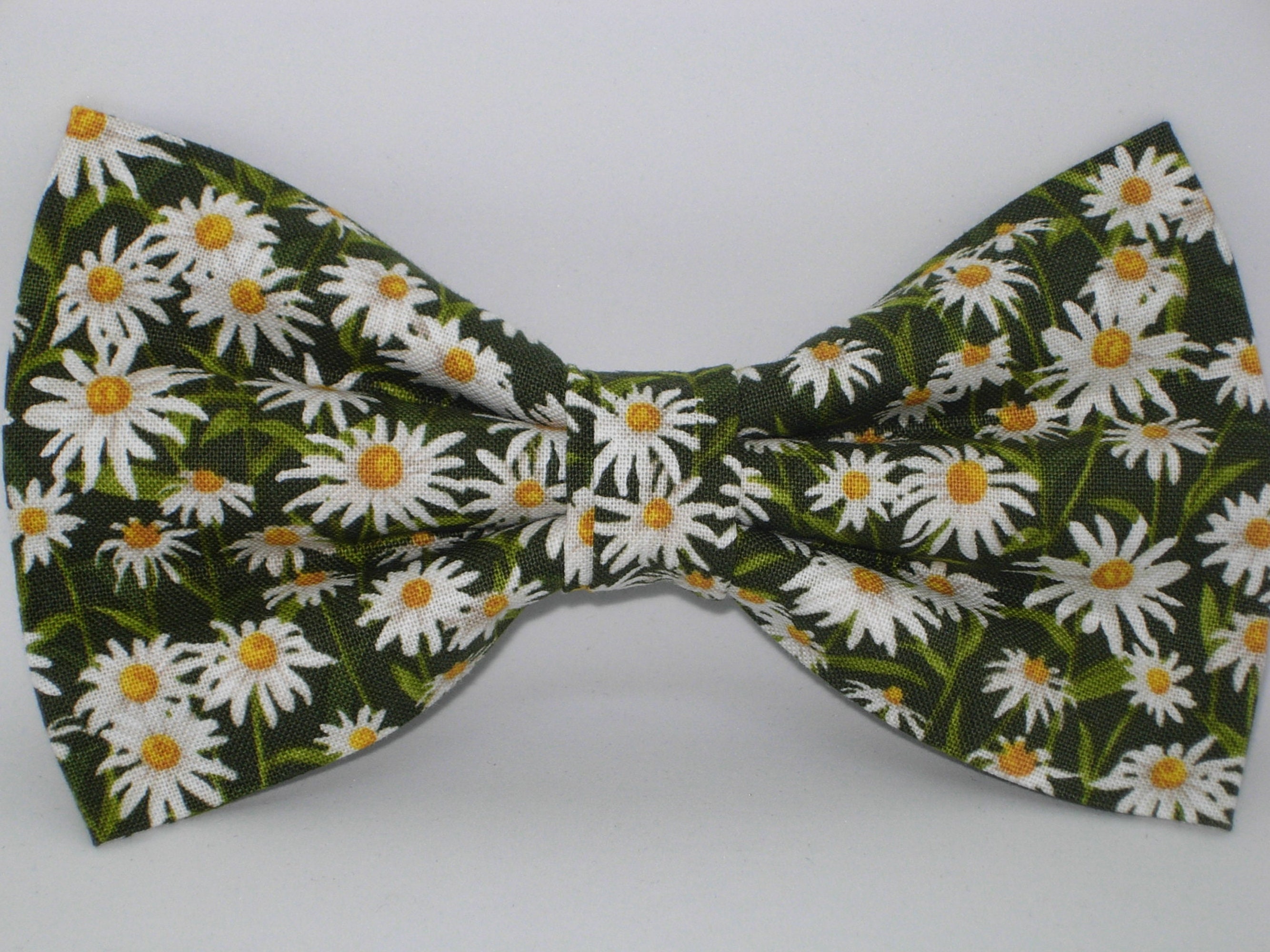 Daisy Bow Tie, Daisies on Dark Green, Floral Bow Tie, Pre-tied Bow Tie ...