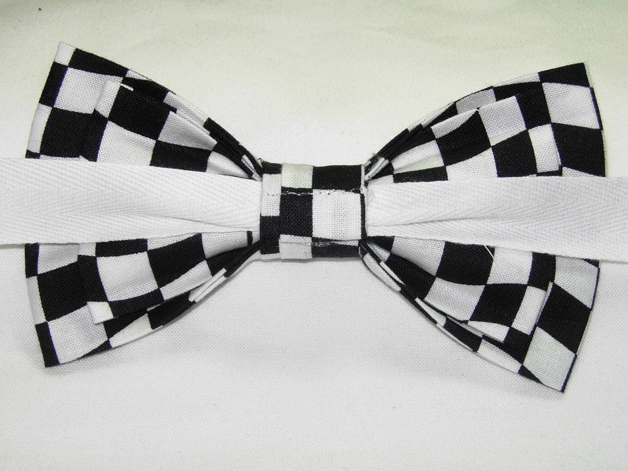 Black & White Check Bow Tie Self-tie Pre-tied Checkered | Etsy