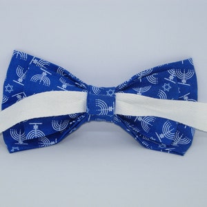 Hanukkah Bow Tie, White Menorahs, Star of David, Self-tie, Pre-tied ...