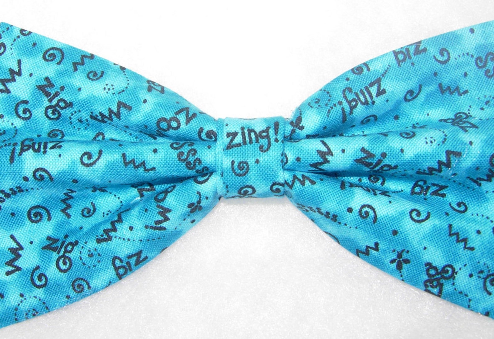 Crazy Bow Tie, Pre-tied Bow Tie, Crazy Z Doodles on Turquoise Blue, Bow ...