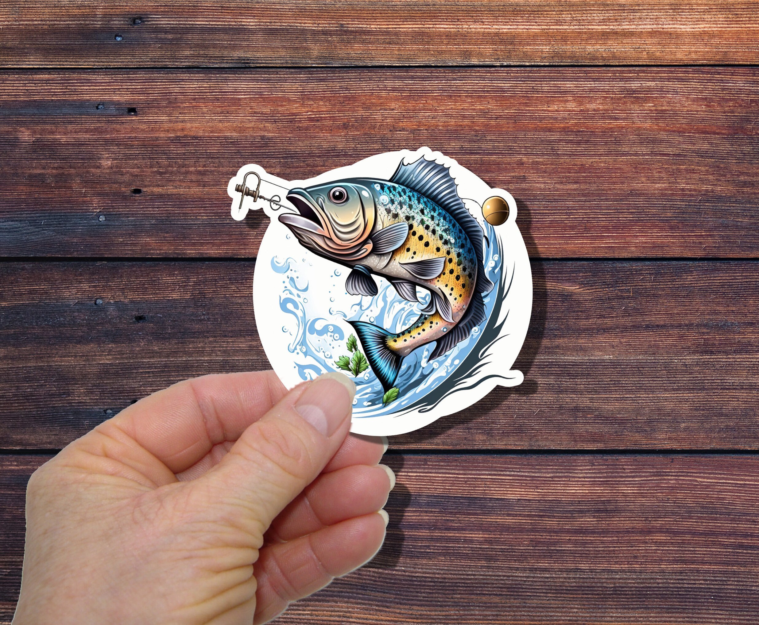 Set of 6 Bass Fish Stickers Splashing Fish Detailed Graphic - Etsy