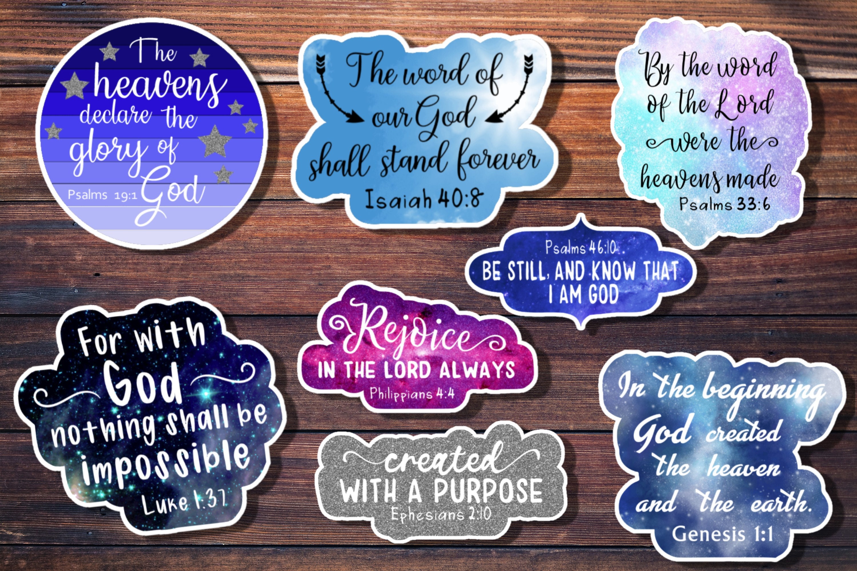 Set of 8 Laptop Stickers, Creation, Heavens Declare the Glory of God ...