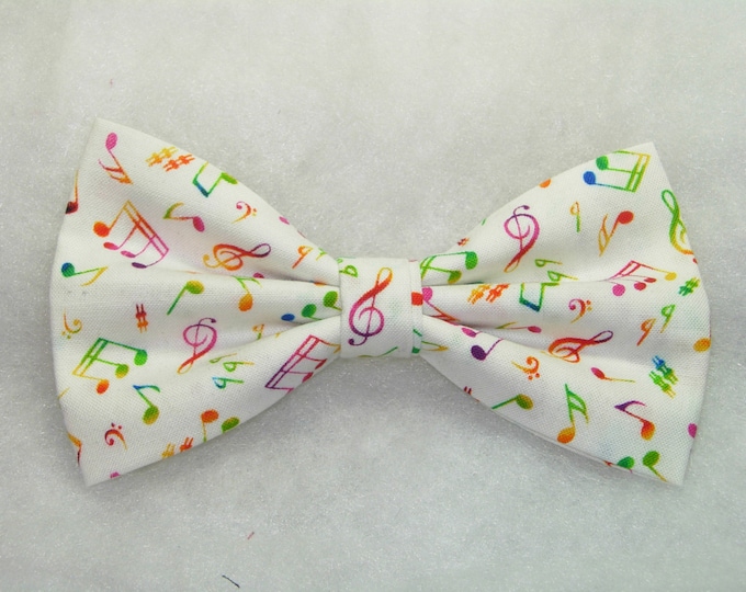 Music Bow Tie | Colorful Musical Notes on White | Pre-tied Bow Tie ...