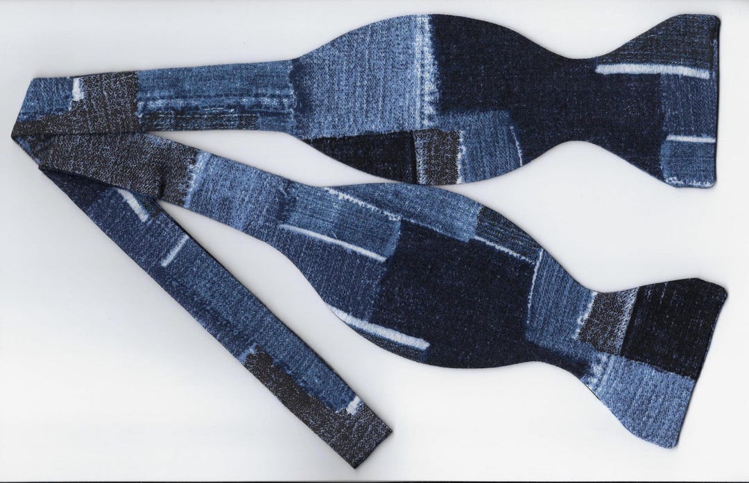 Denim Bow Tie, Blue Jean Patches, Shades of Navy Blue, Self-tie & Pre ...