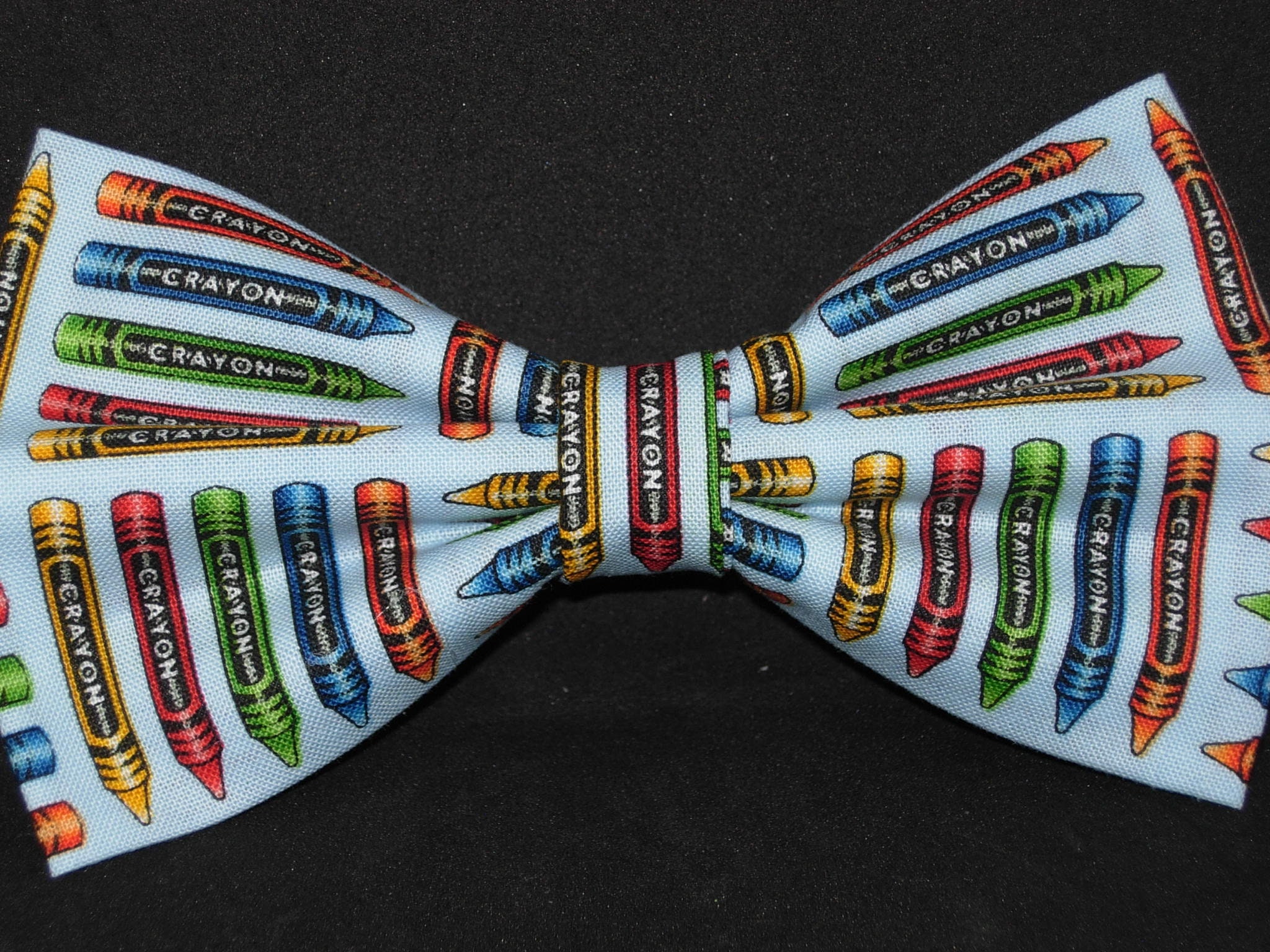 Art Teacher Bow Tie, Crayons on Light Blue, Pre-tied Bow Tie, Teacher ...