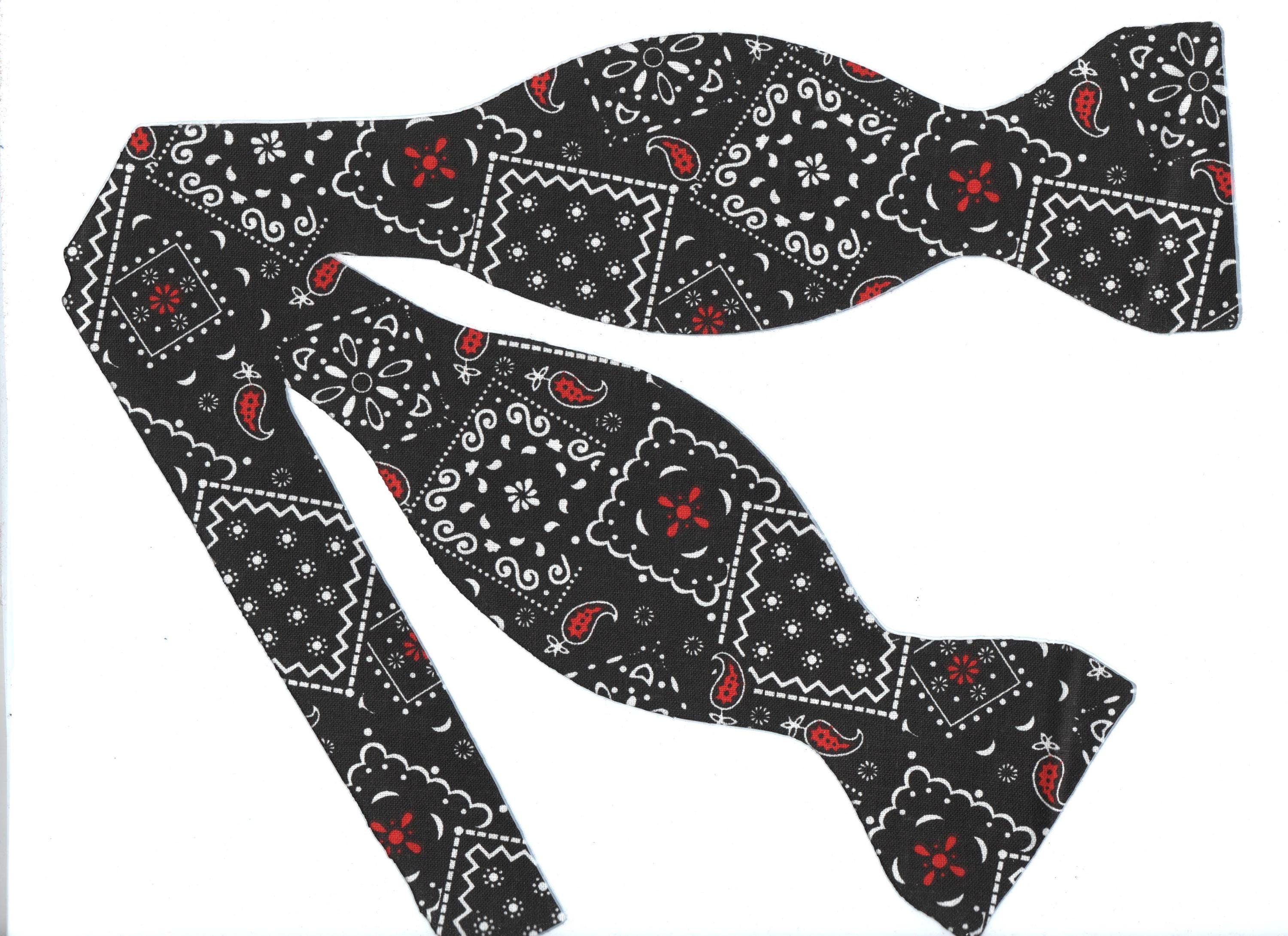 Black & Red Bandana Bow Tie, Western Bandana, Cowboy Birthday Party ...