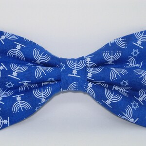 Hanukkah Bow Tie, White Menorahs, Star of David, Self-tie, Pre-tied ...