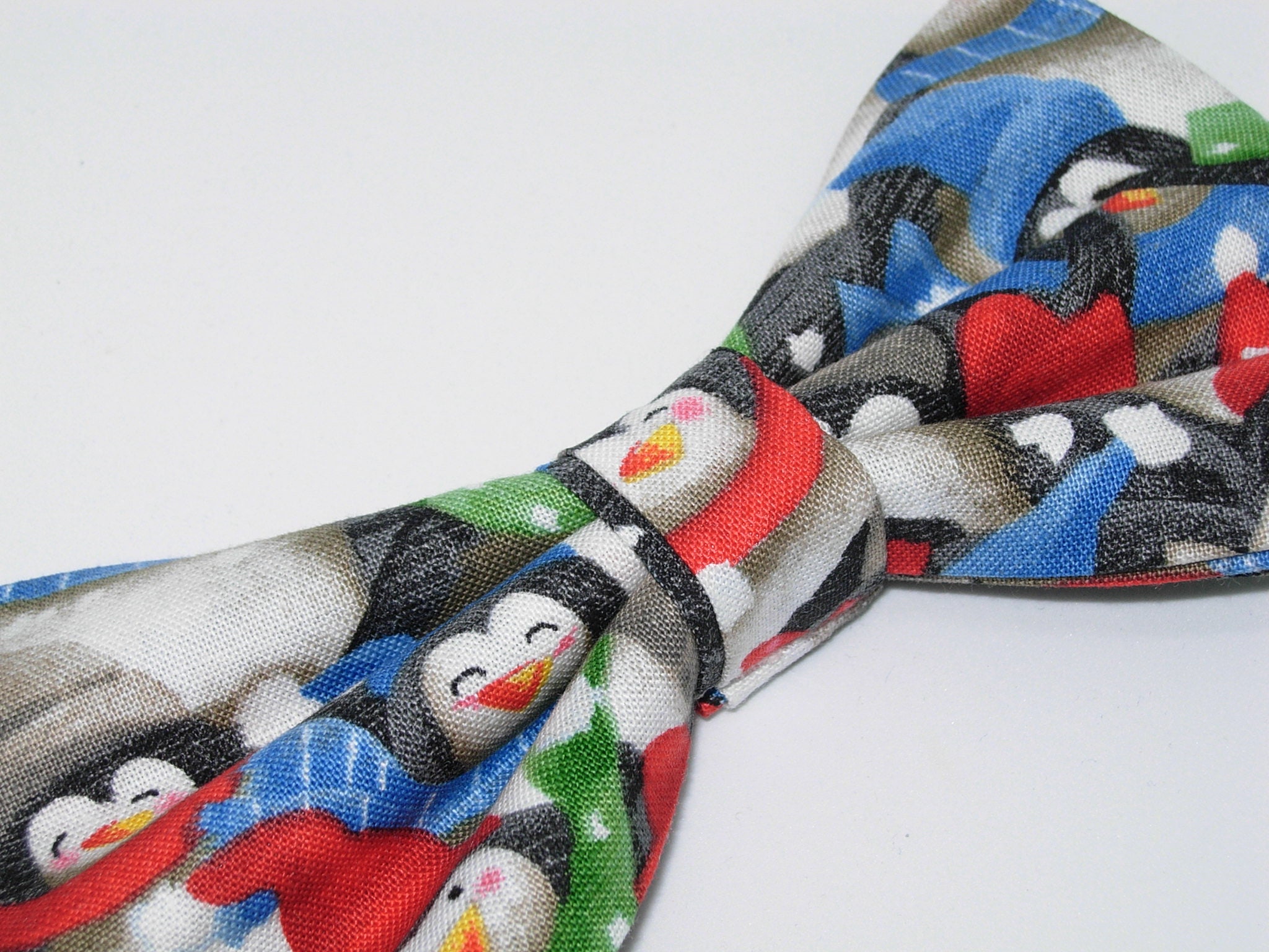 Christmas Bow Tie Winter Penguins Red & Green Pre-tied | Etsy
