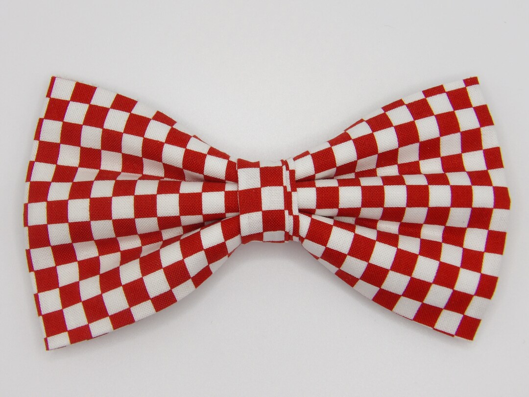 Red Check Bow Tie, Pre-tied Bow Tie, Red & White Checkerboard, Picnics ...