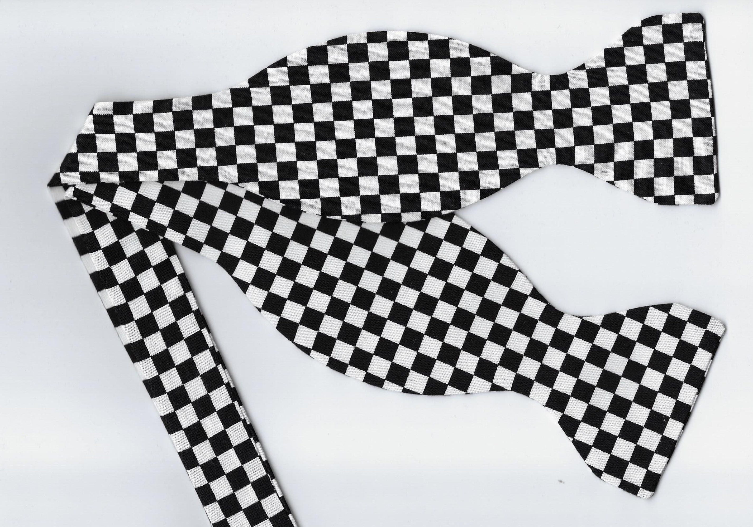 Black & White Check Bow Tie Self-tie Pre-tied Checkered | Etsy