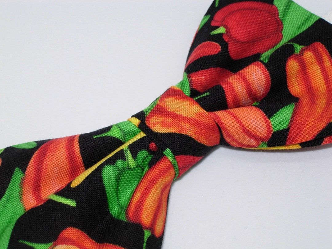 Fiesta Chili Peppers Bow Tie, Red, Green & Yellow Peppers, Pre-tied Bow ...