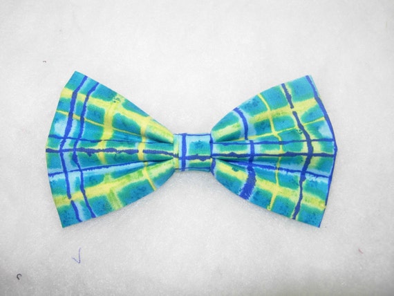 Neon Blue Plaid Pre-tied Bow Tie Plaid Bow Ties Blue Bow | Etsy