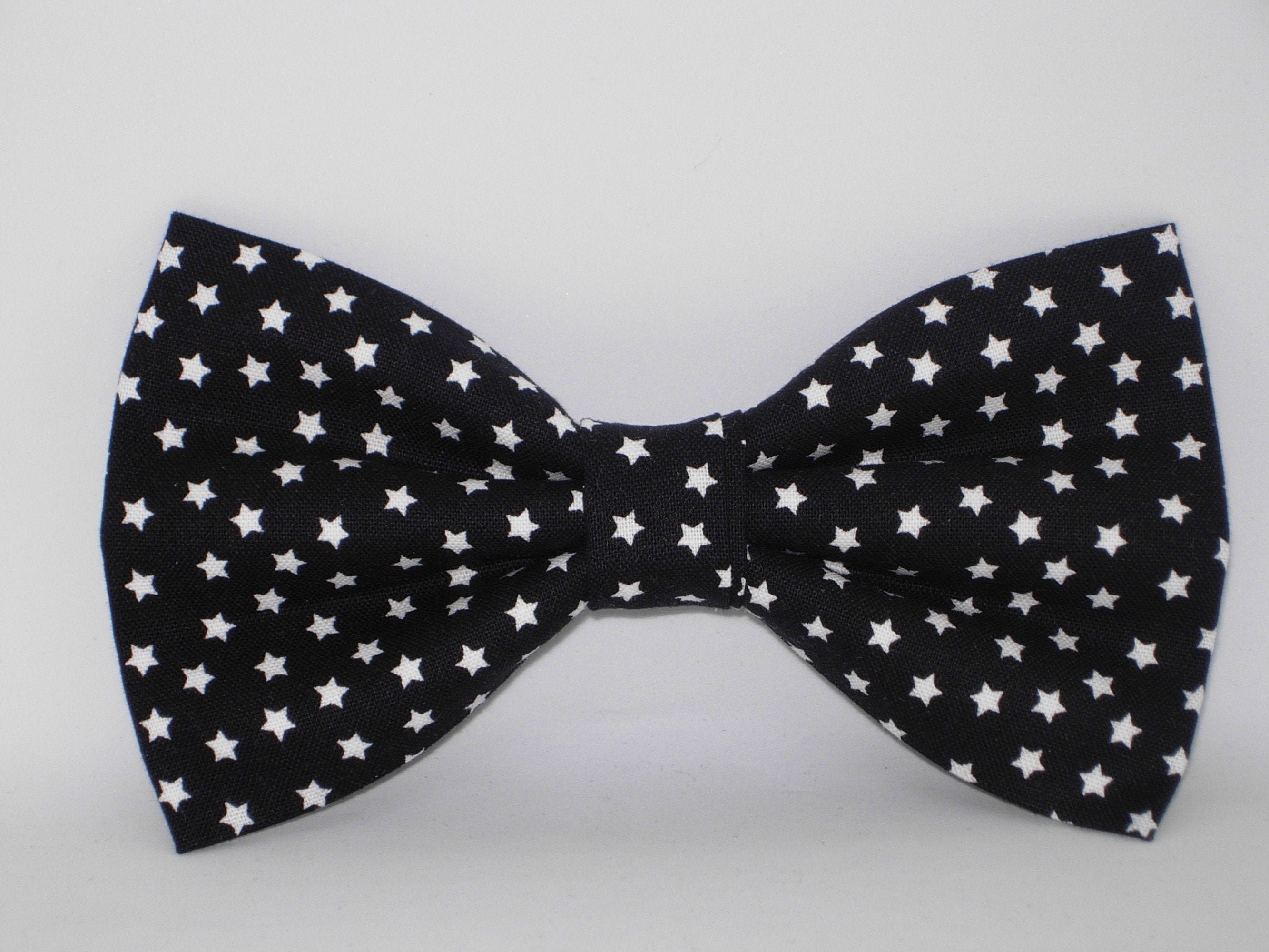 Star Bow Tie Mini White Stars on Black Pre-tied Bow Tie - Etsy