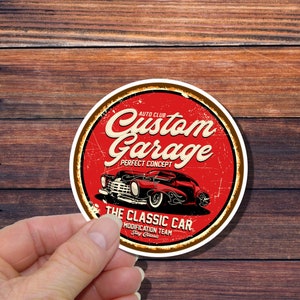 Set of 6 Retro Car Stickers (set 1) Vintage Metal Signs, Custom Hot Rod ...