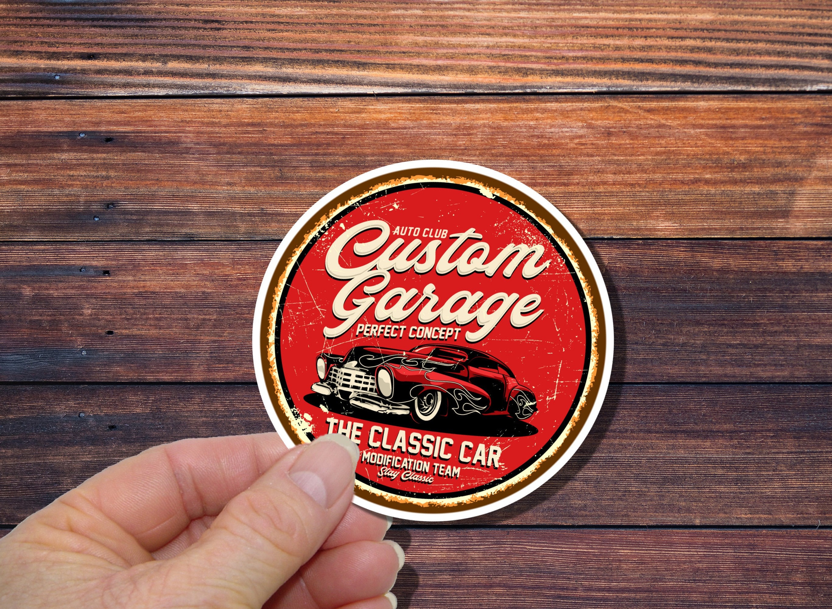 Set of 6 Retro Car Stickers (set 1) Vintage Metal Signs, Custom Hot Rod ...