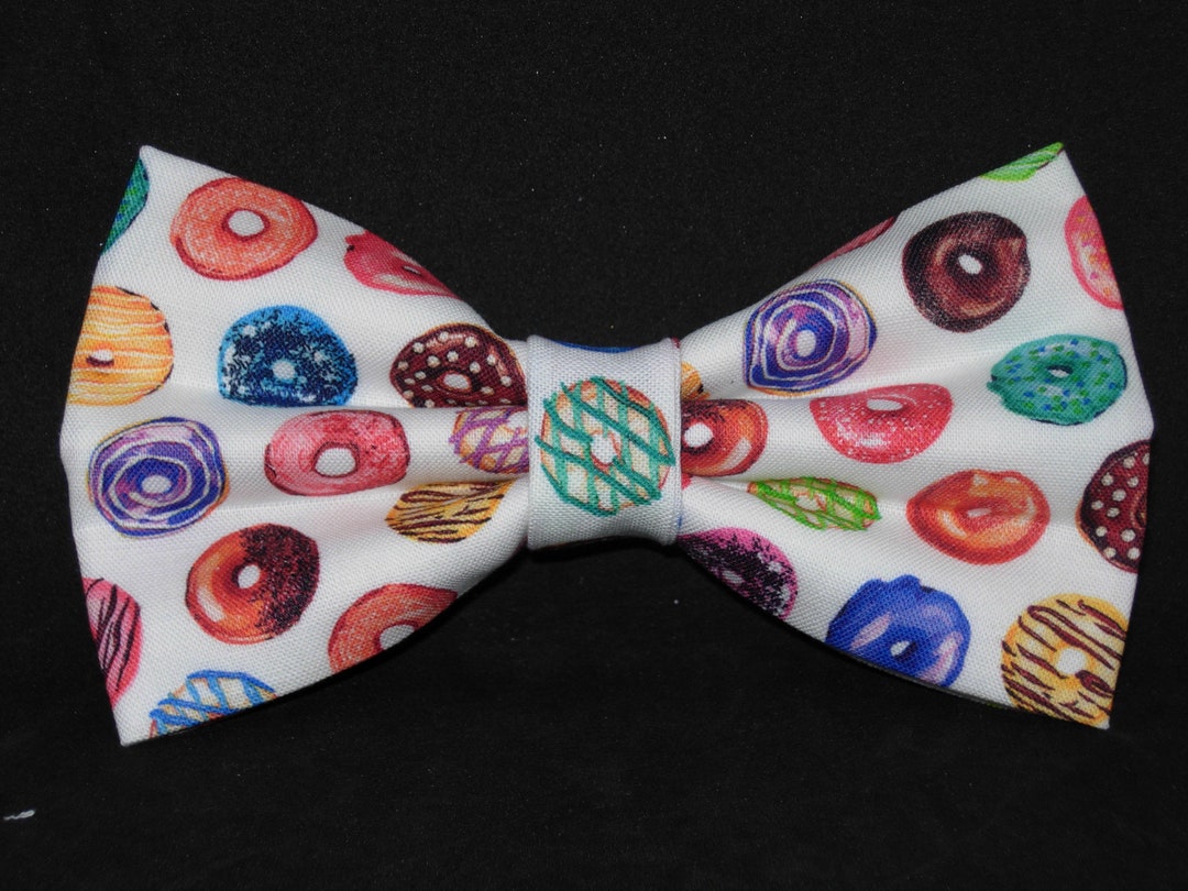 Donut Bow Tie, Fancy Iced Donuts on White, Pre-tied Bow Tie, Birthday ...