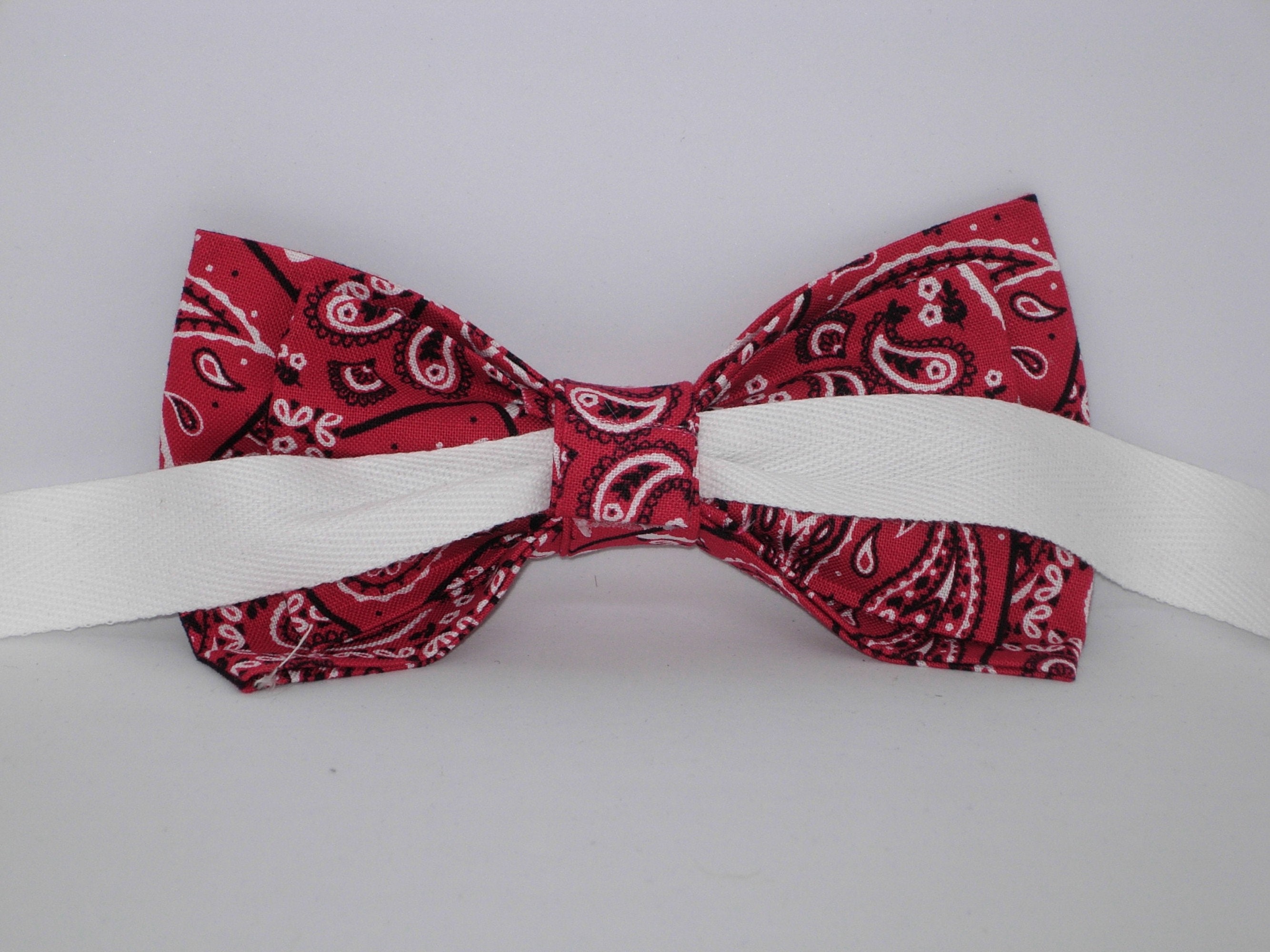 Crimson Red Bandana Bow Tie, Western Bandana, Cowboy Birthday Party ...