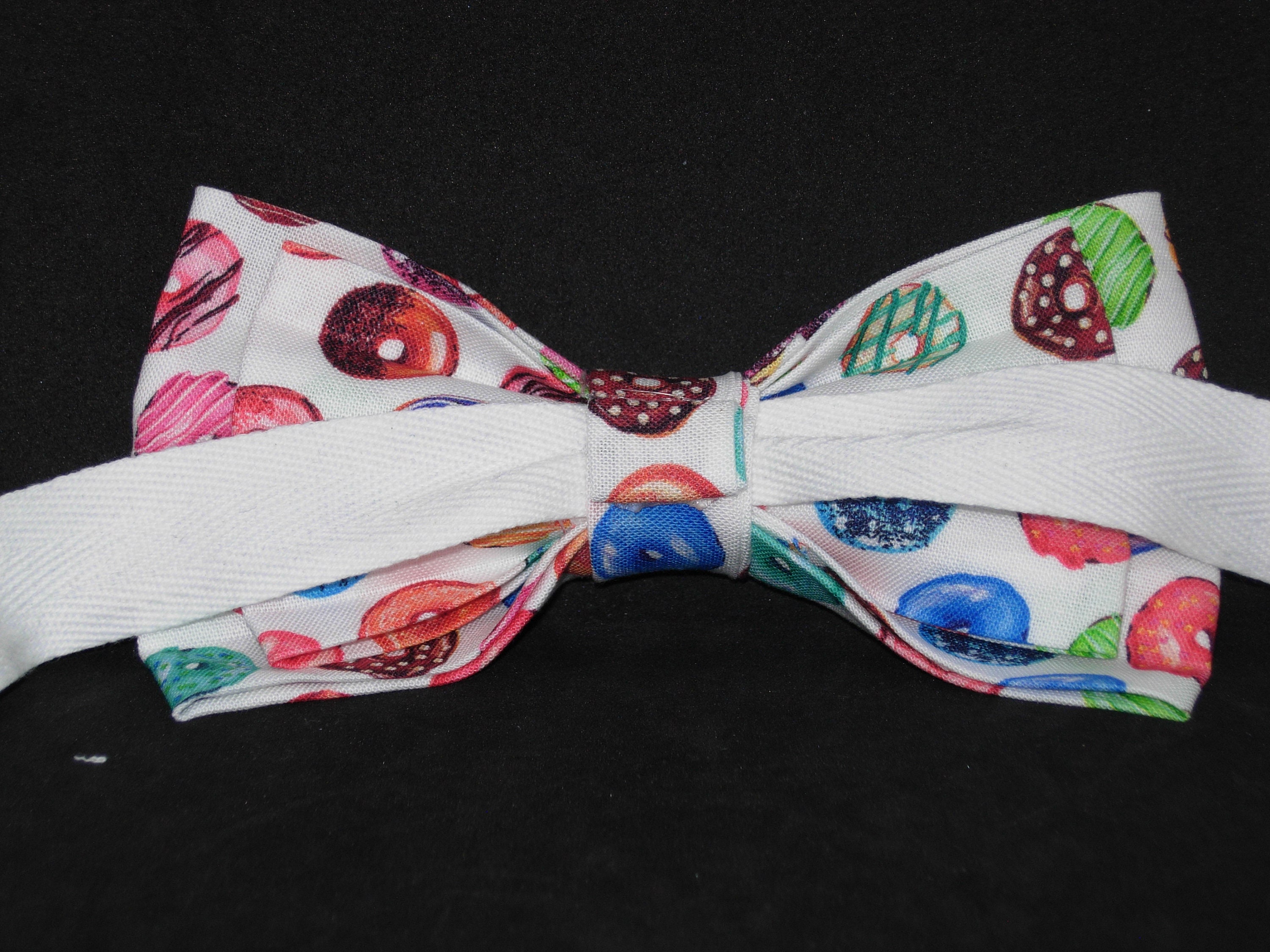 Donut Bow Tie Fancy Iced Donuts on White Pre-tied Bow Tie - Etsy