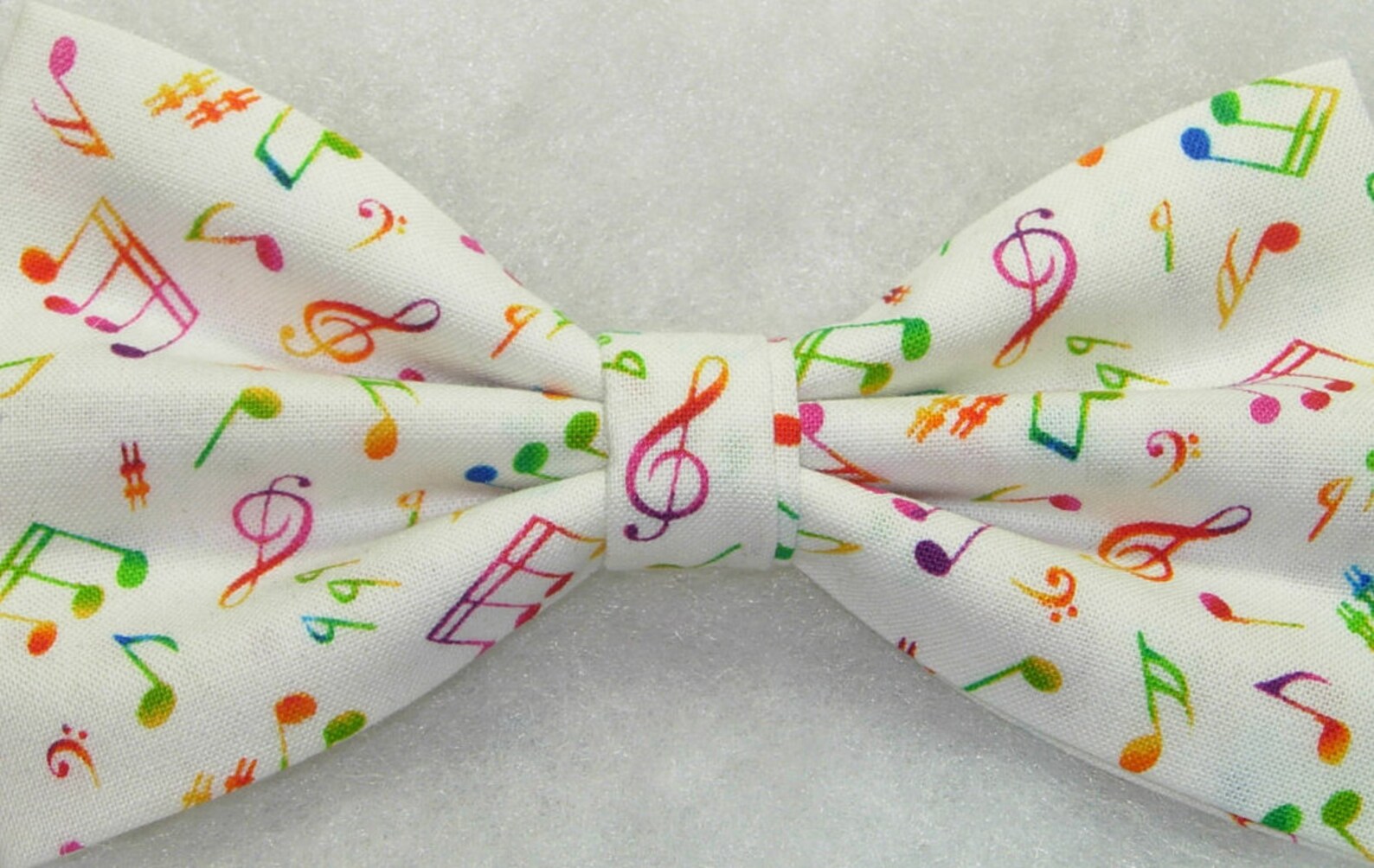 Music Bow Tie | Colorful Musical Notes on White | Pre-tied Bow Tie ...