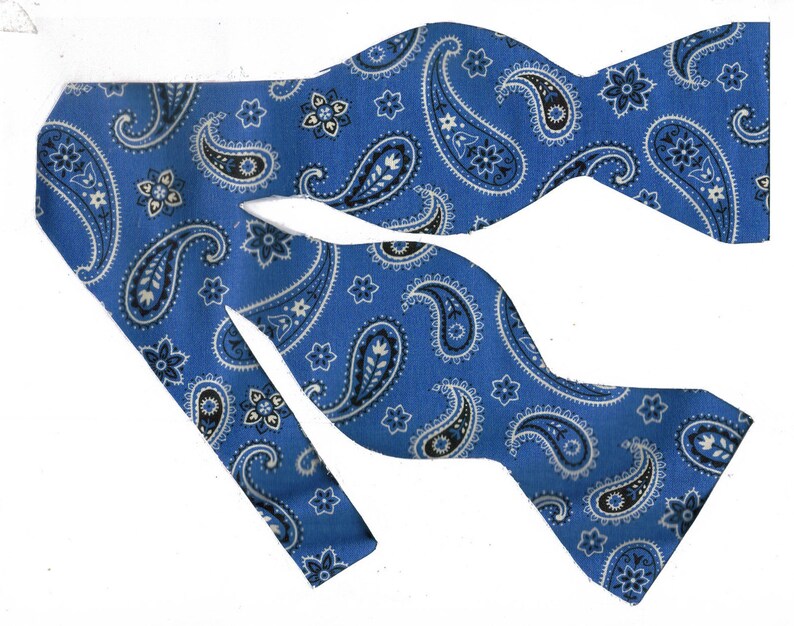 Blue Paisley Bandana Bow Tie Western Bandana Cowboy Birthday - Etsy