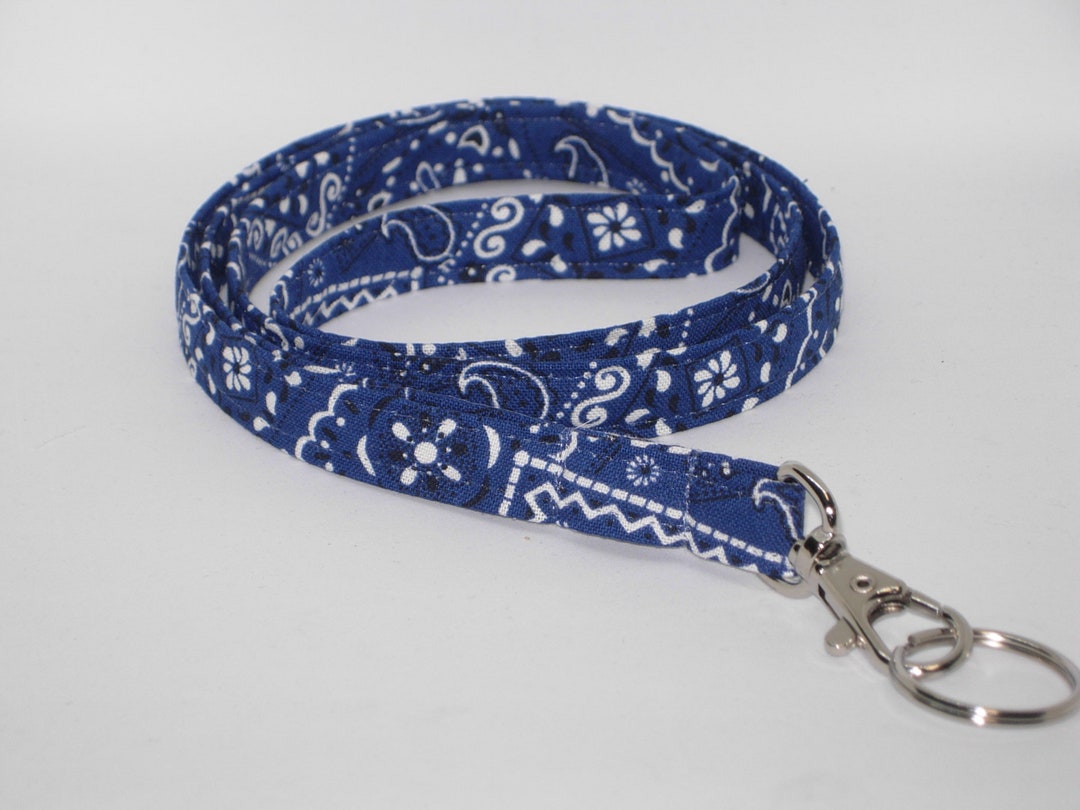 Western Bandana Lanyard, Navy Blue Bandana, Cowboy Lanyard, Rodeo Key ...