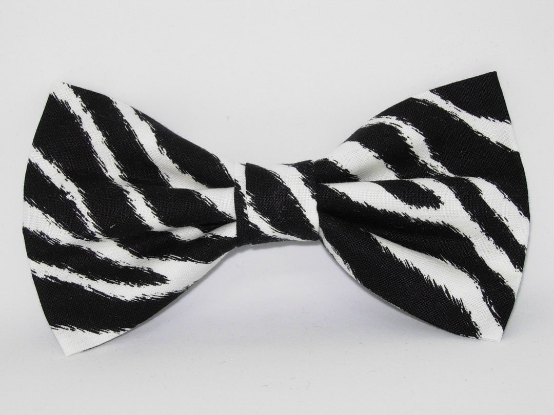 Zebra Print Bow Tie, Large Stripes, Men & Boys, Pre-tied, Girls Hair ...