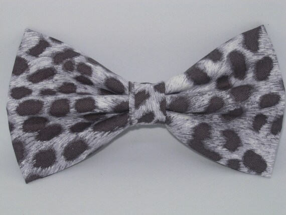Snow Leopard Bow Tie Black Leopard Spots on White Pre-tied | Etsy