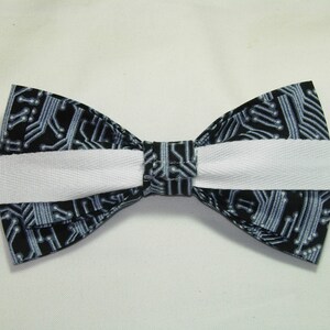 Computer Geek Bow Tie, Silver PC Circuit Board on Black, Pre-tied Bow ...